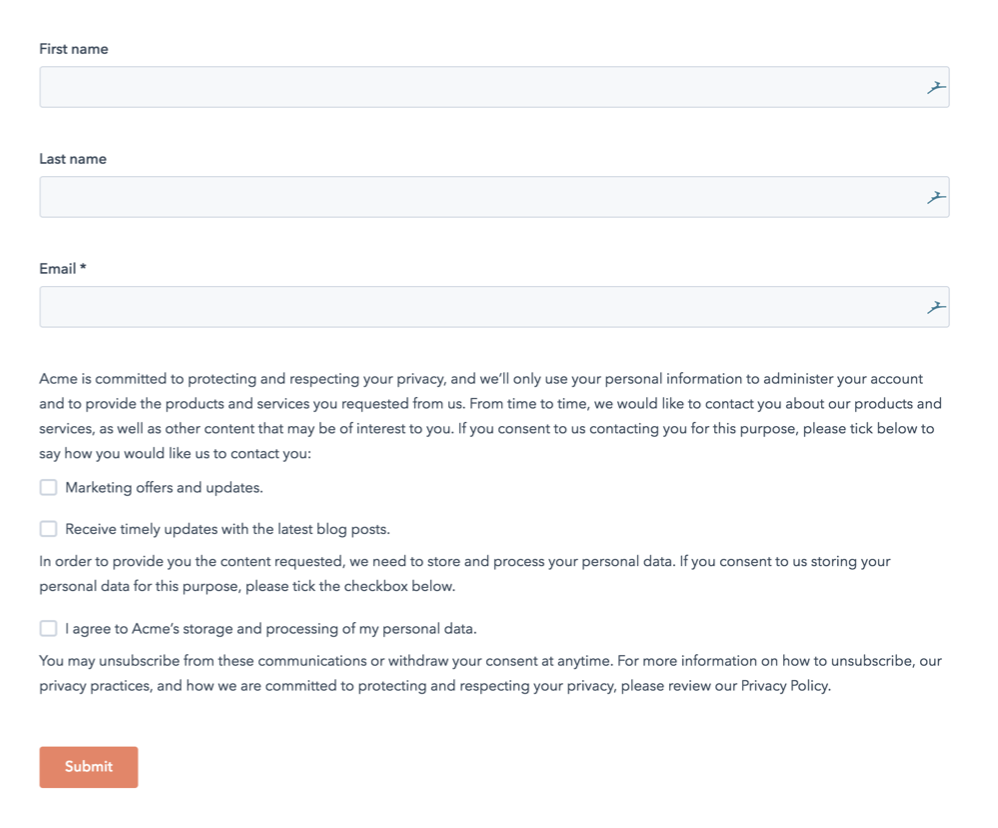 GDPR Consent Form and Chat Message Examples